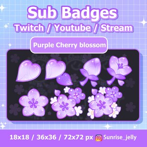 Twitch Sub Badges - Purple Cherry Blossom / Bit Badges / Cute Sub ...