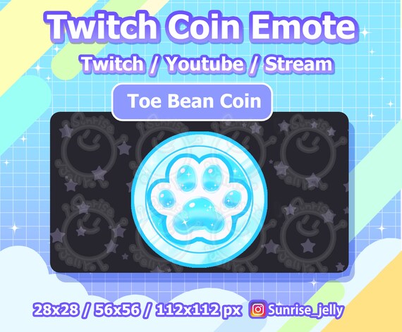 Art & Collectibles Digital Twitch Light Blue Toe Bean Coin Emote ...