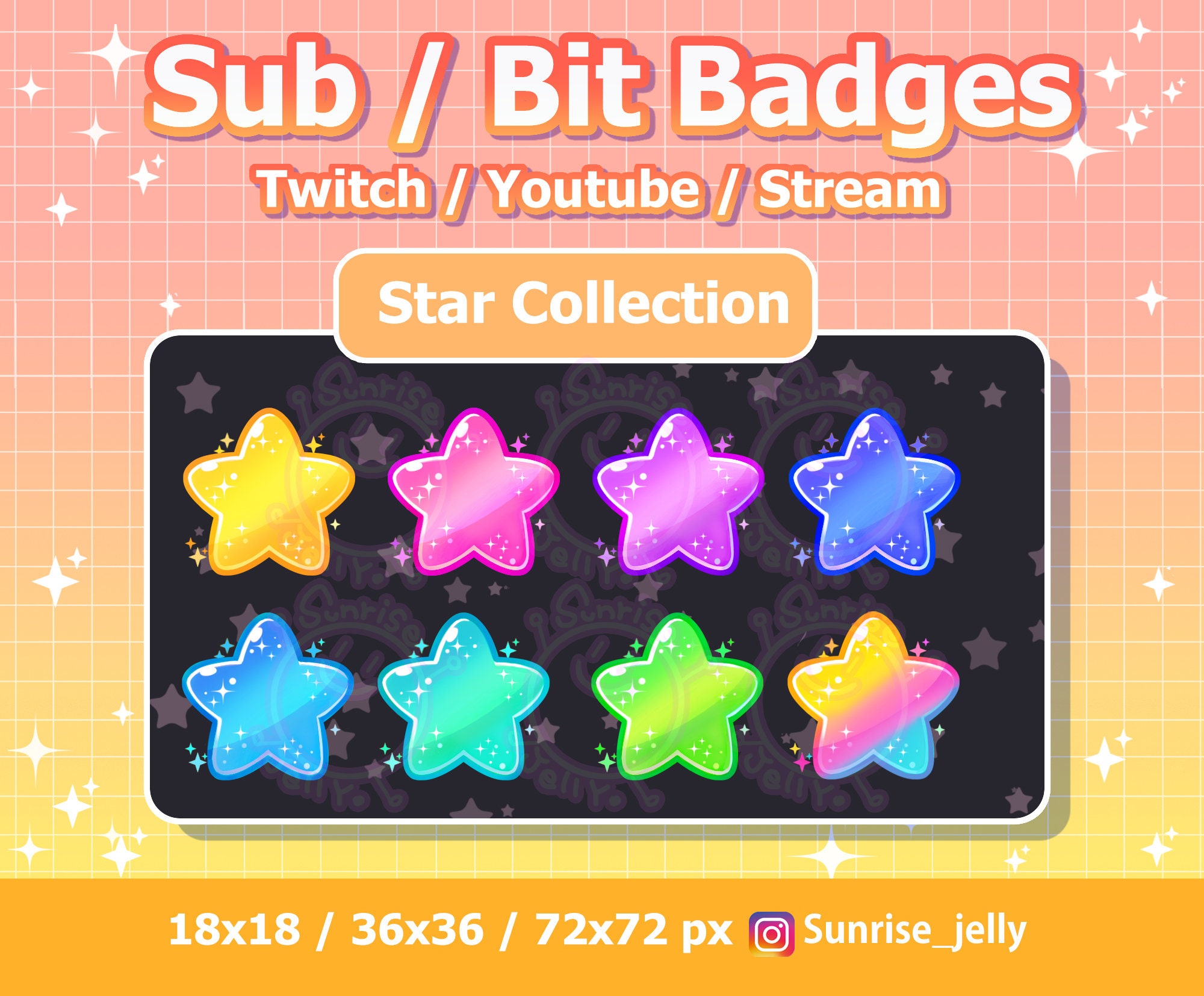 Twitch Sub Badges Star / Bit Badges / Rainbow / Emote / | Etsy