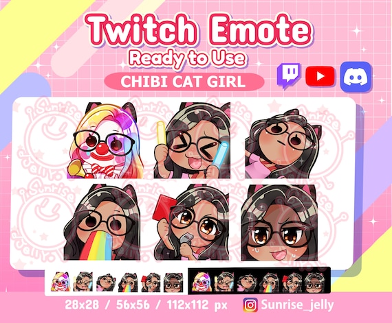 Twitch Emotes / Glasses / Black Hair Brown Eyes / Tan Skin / | Etsy