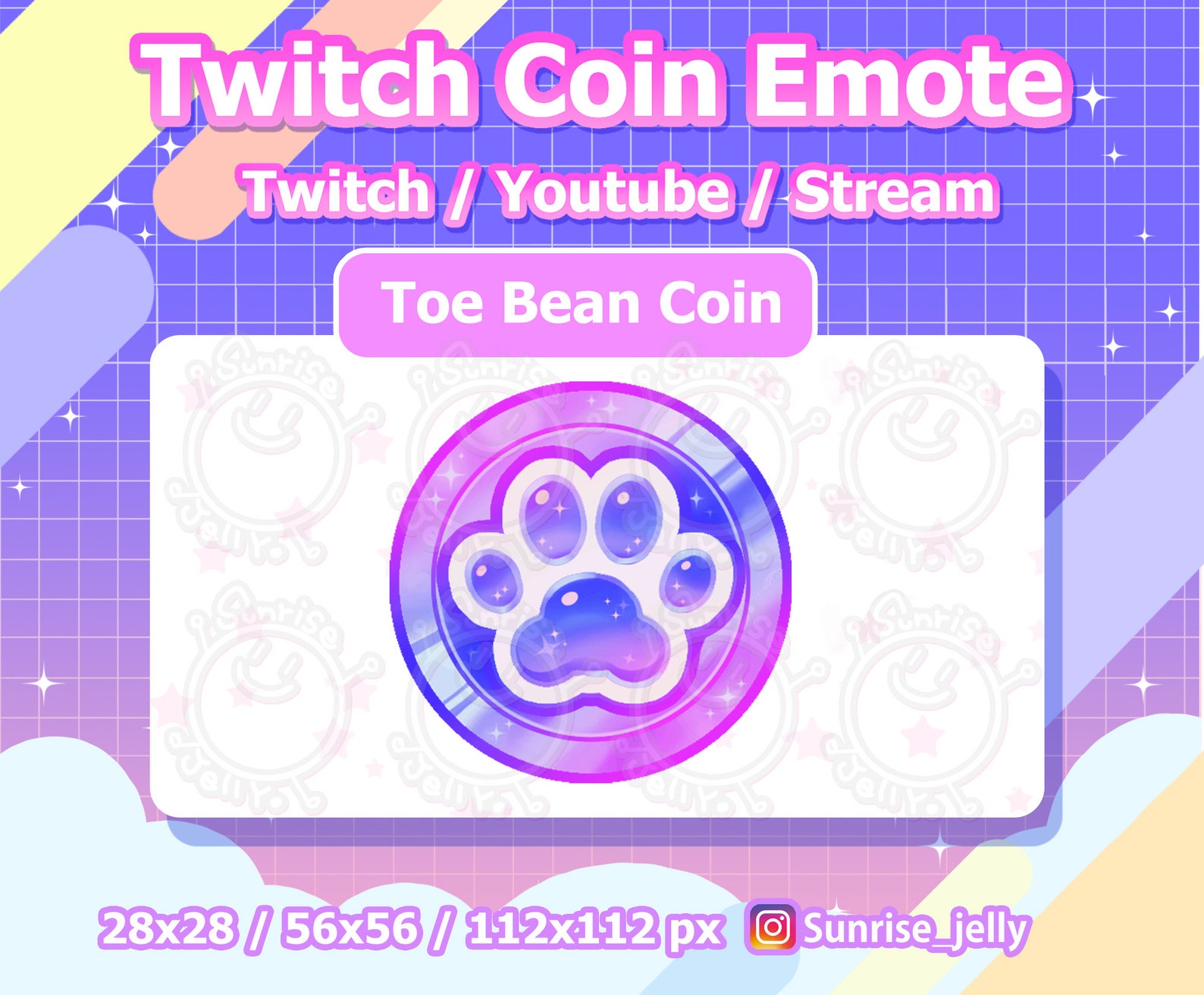 Twitch Puple Blue Toe Bean Coin Emote / Cute Cat Paw / Channel - Etsy