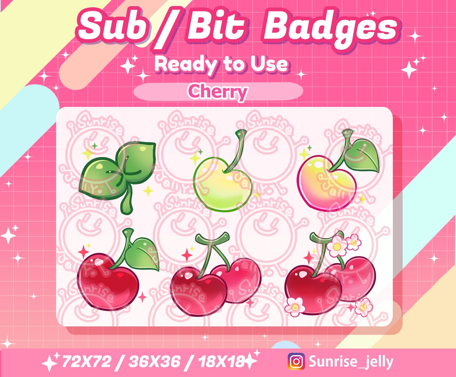 Twitch Sub Badges Cherry / Bit Badges / Cute Sub Badges / - Etsy