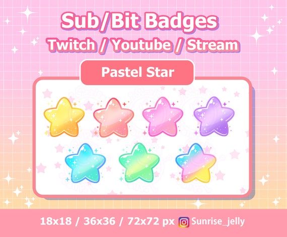 Twitch Sub Badges Pastel Star / Rainbow / Bit Badges / Emote | Etsy