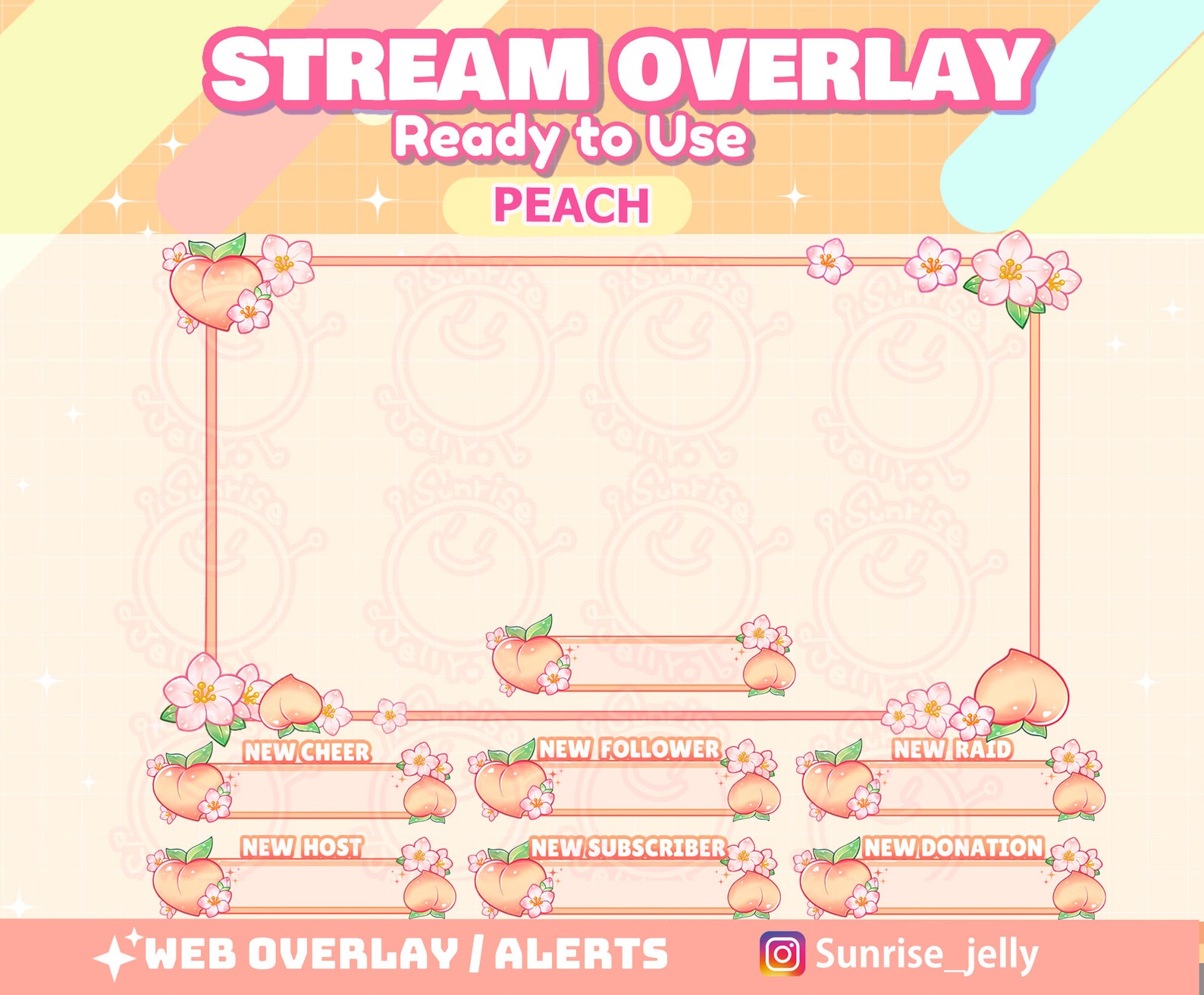 Twitch PEACH Stream Overlay Package / Streamer Graphics / - Etsy
