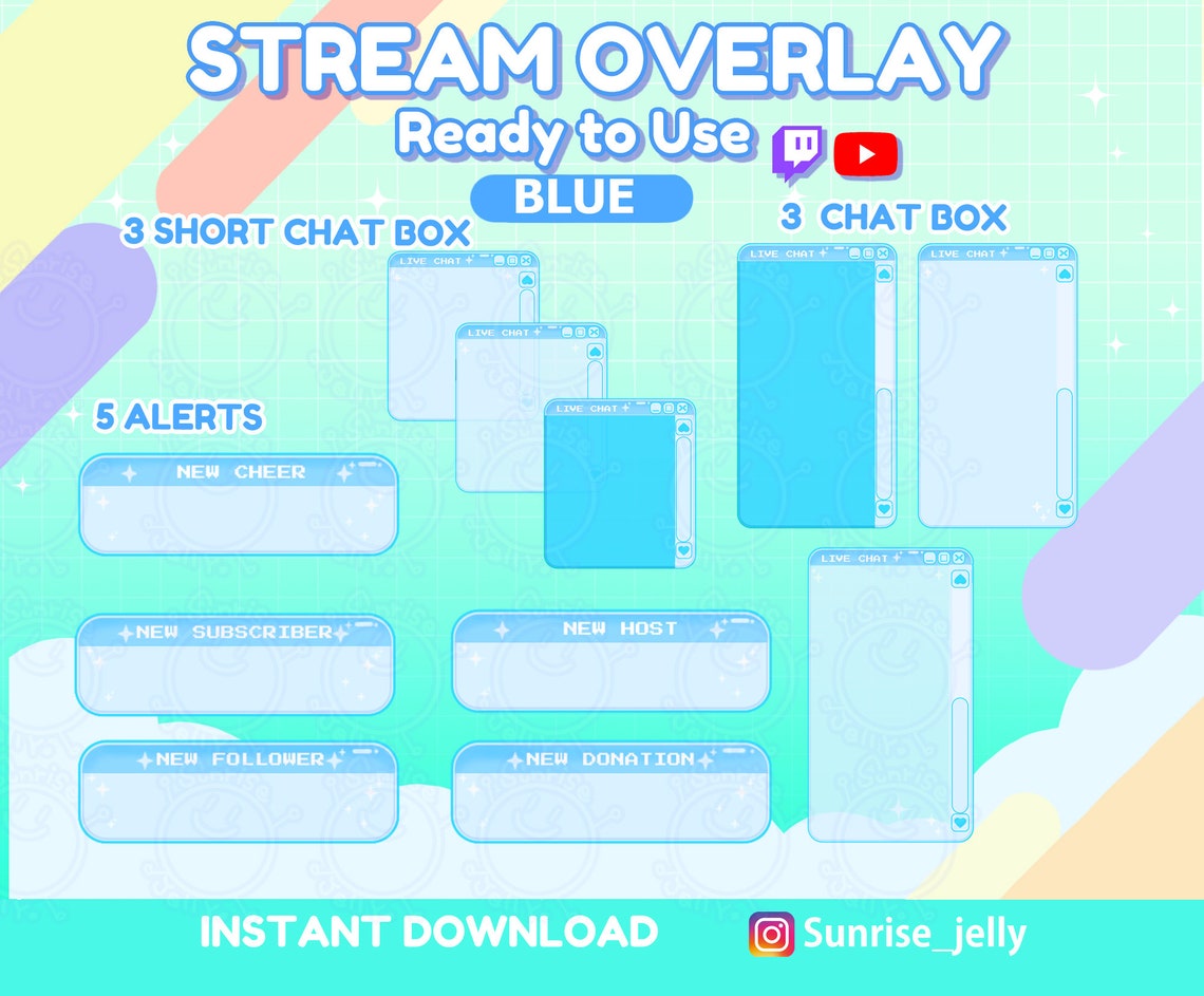 Twitch Stream Overlay Package / Windows Theme / Simple / | Etsy