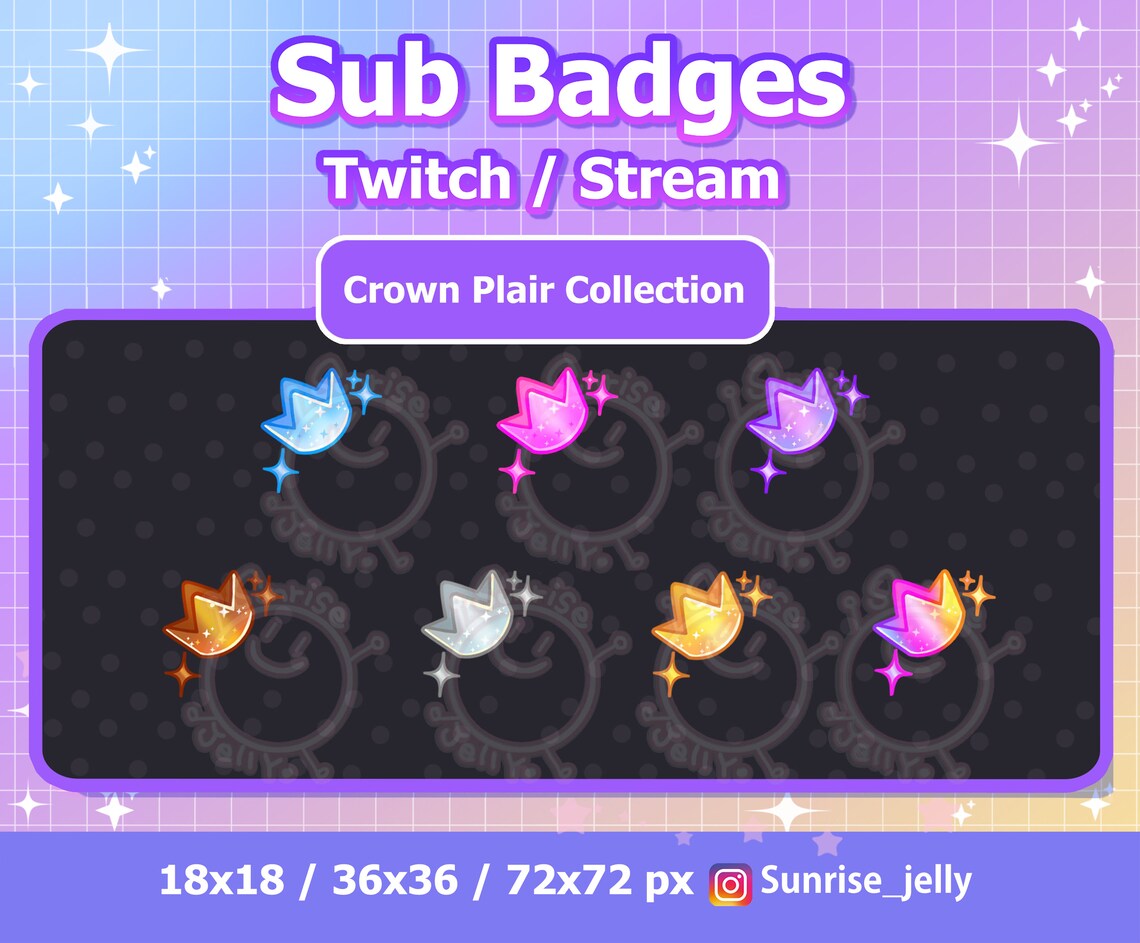 Twitch Sub Badge Flair Crown Flair Collection / Kawaii / | Etsy