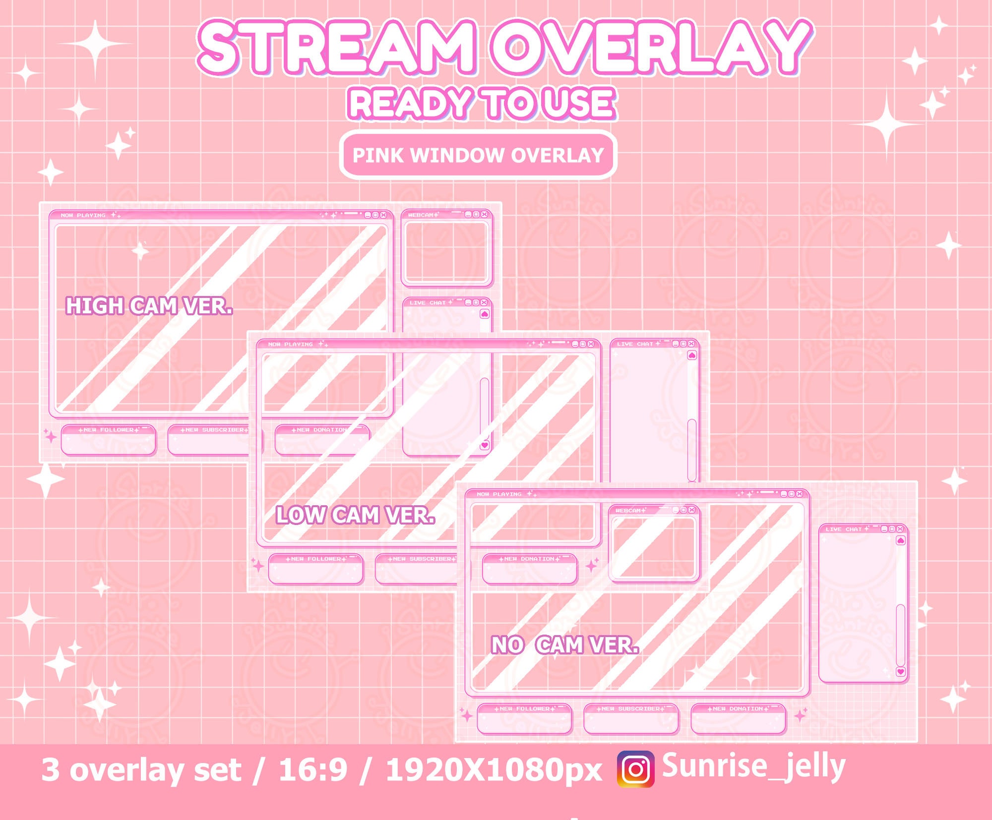 Twitch Stream Overlay / Cute Windows Theme / Simple / Pink / | Etsy