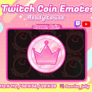 KING PINK Money Coin Emote / Channel Point / CROWN / Badges / Kawaii ...