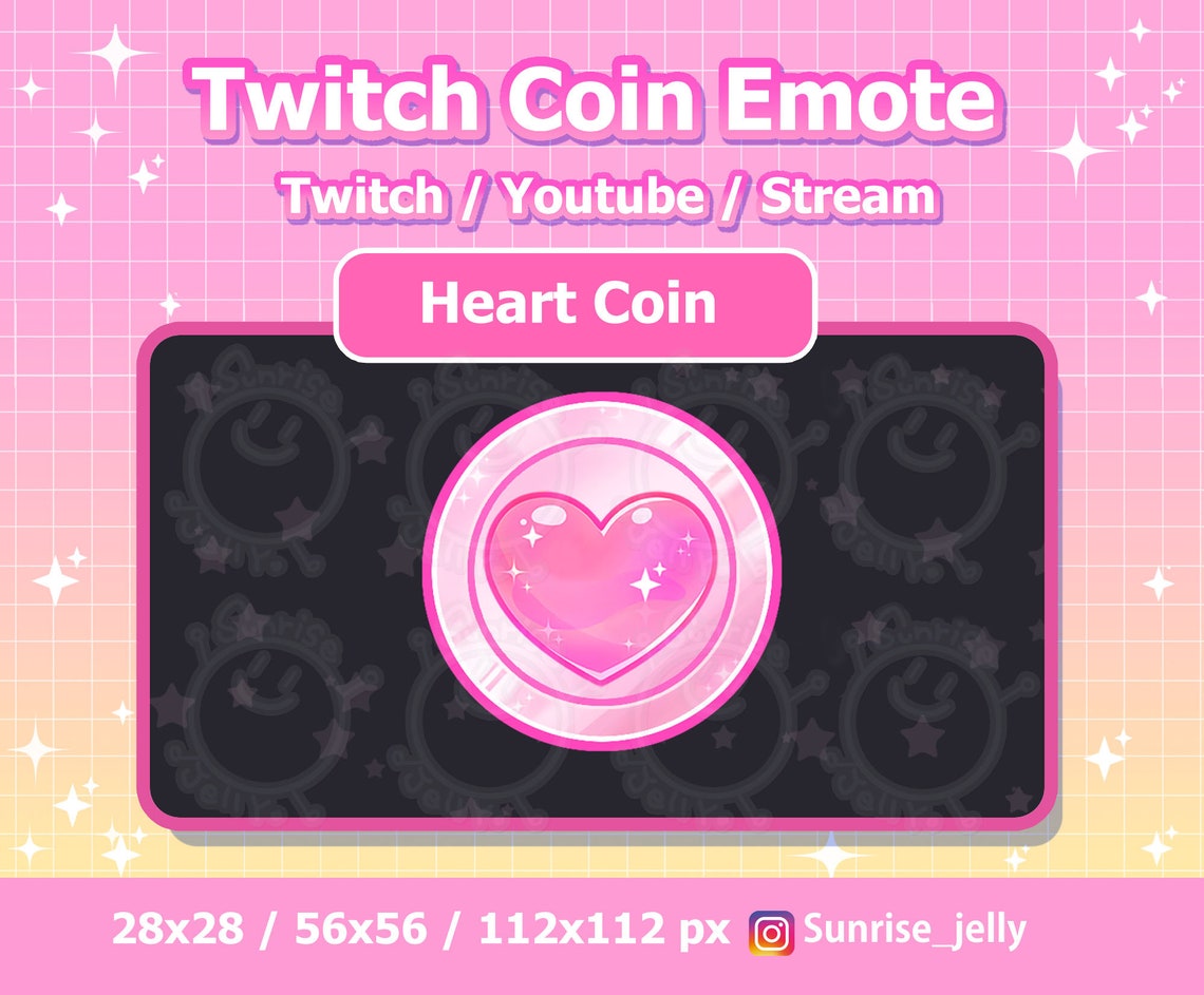 PINK HEART Money Coin Emote / PINK / Channel Point / Pastel / - Etsy
