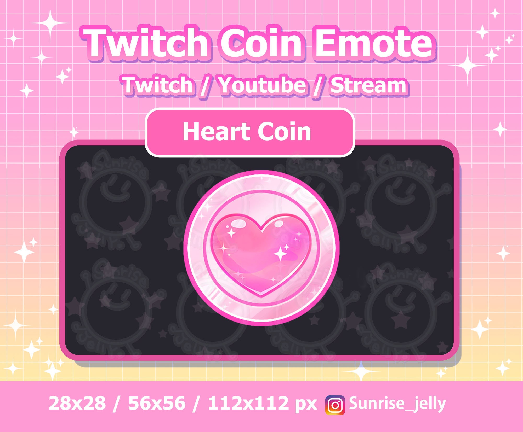 PINK HEART Money Coin Emote / PINK / Channel Point / Pastel / | Etsy