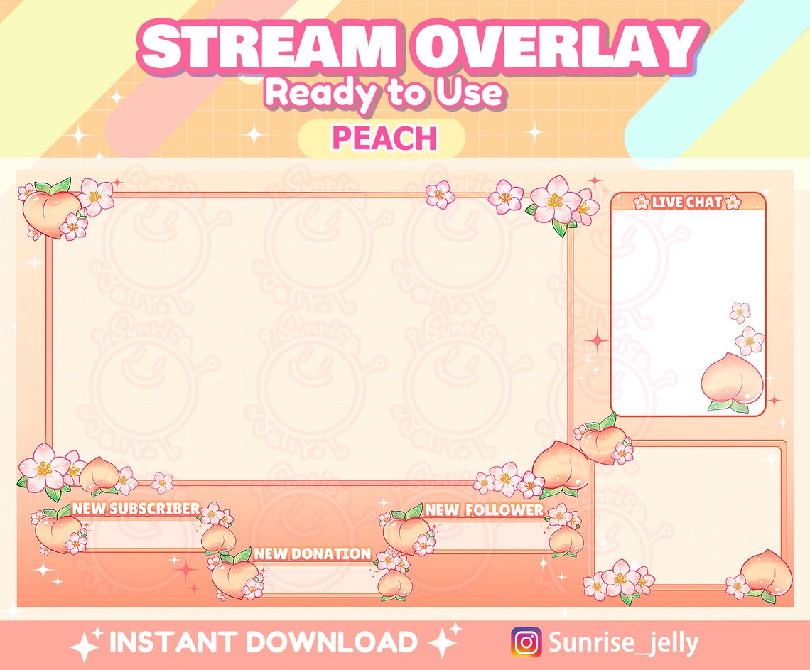 Twitch Peach Stream Overlay / Streamer Graphics / Kawaii / - Etsy