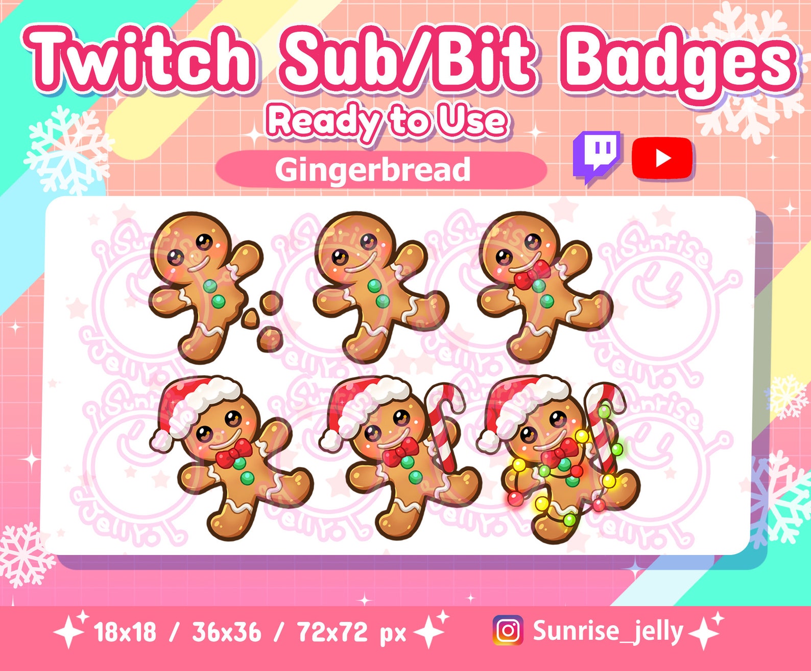 Twitch Sub Badges Ginger Bread / Bit Badges / Cute / Emote / - Etsy