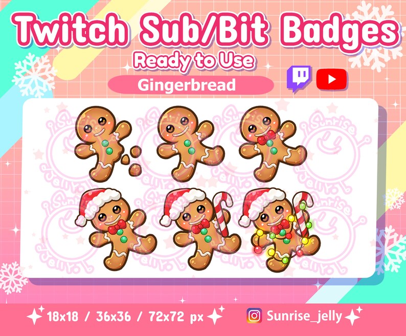 Twitch Sub Badges Ginger Bread / Bit Badges / Cute / Emote / - Etsy