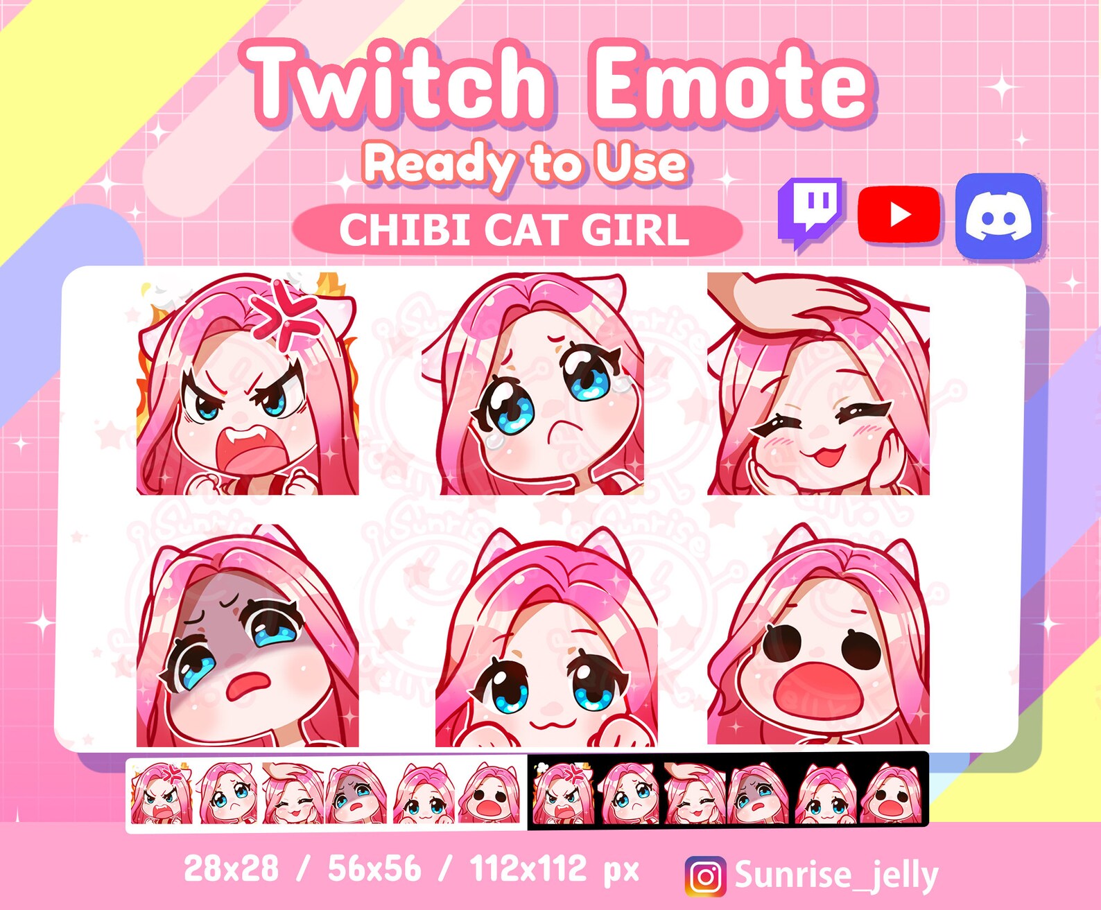 Twitch emotes / Pink hair Blue eyes / Chibi Girl / Twitch | Etsy
