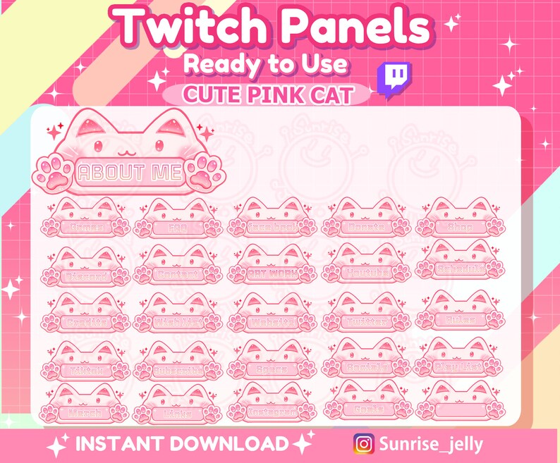 Cute Cat Paws Twitch Panels / Kawaii / Streamer / Pastel / Cat - Etsy