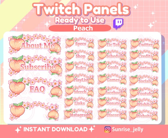 Peach Twitch Panels / Kawaii / Streamer / Pastel / Pink / - Etsy