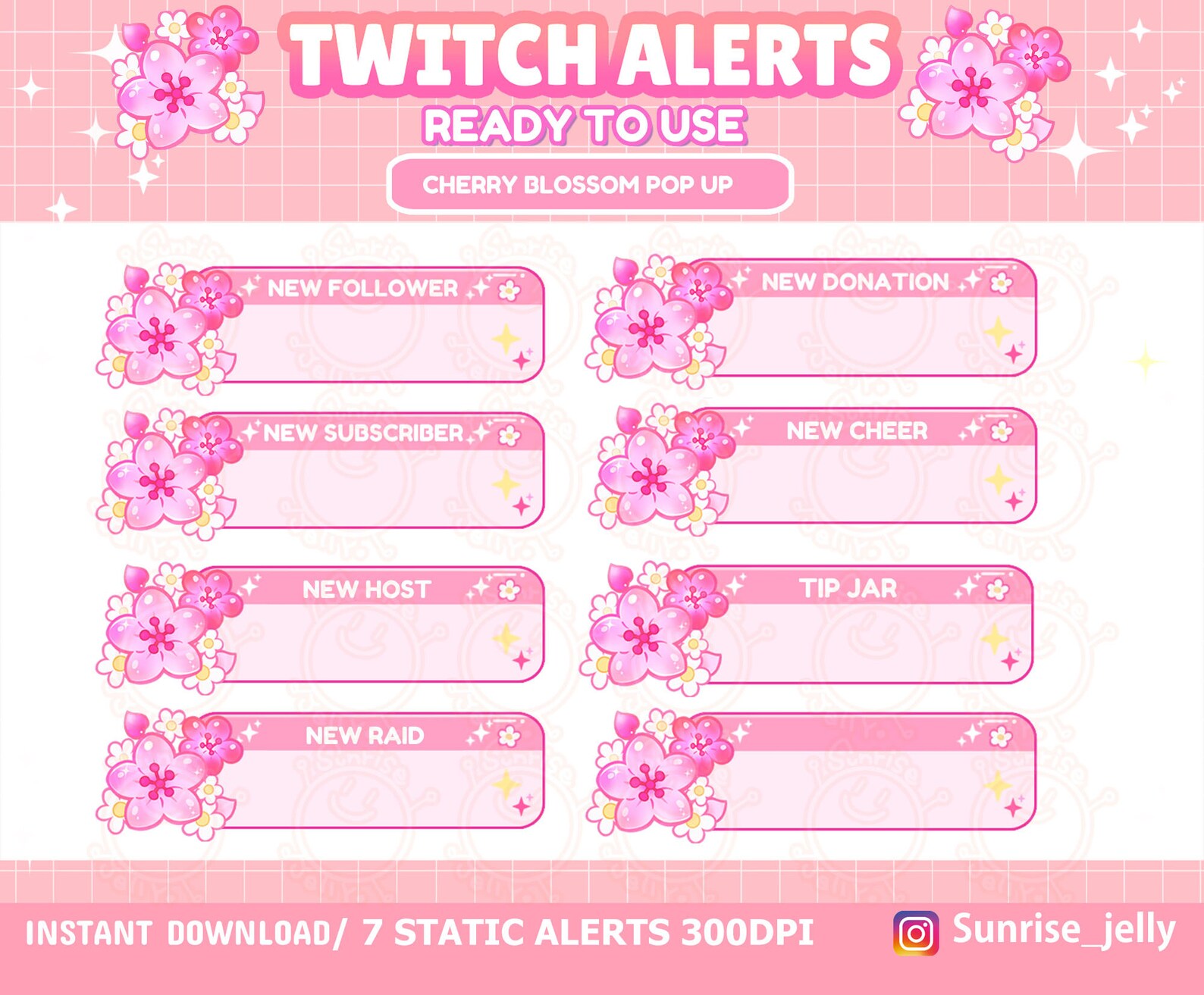 Twitch Cherry Blossom Pop up Box Static Alerts / New Follower - Etsy