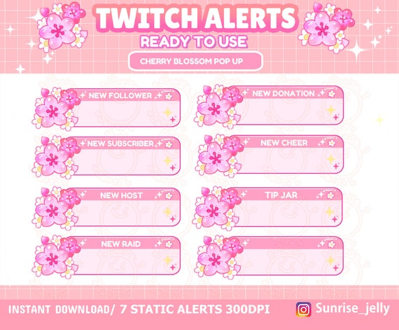 Twitch Cherry Blossom Pop up Box Static Alerts / New Follower - Etsy