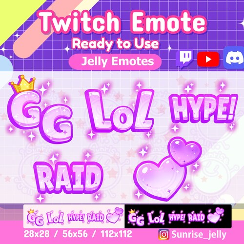 Twitch Emotes Cute Jelly Collection / Badges / GG / LOL / - Etsy