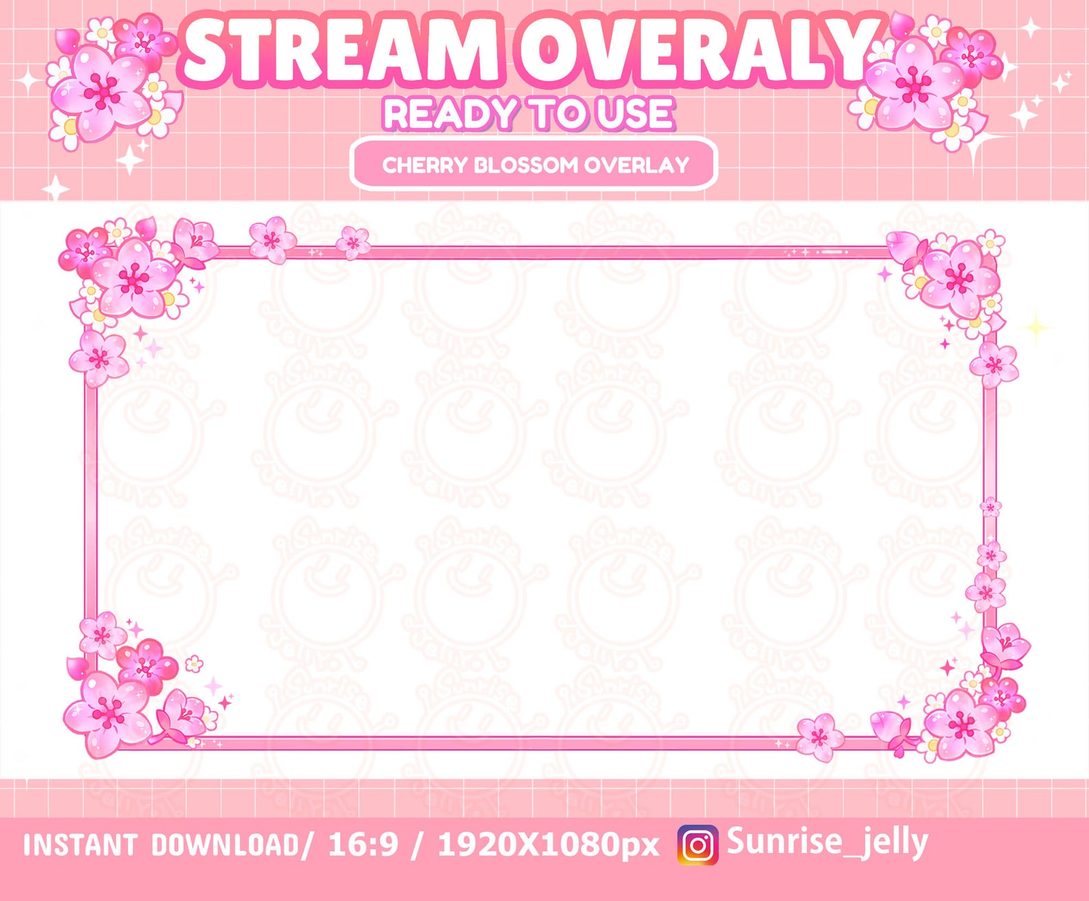 Twitch Pink Cherry Blossom Webcam Overlay / Sakura Overlay / - Etsy