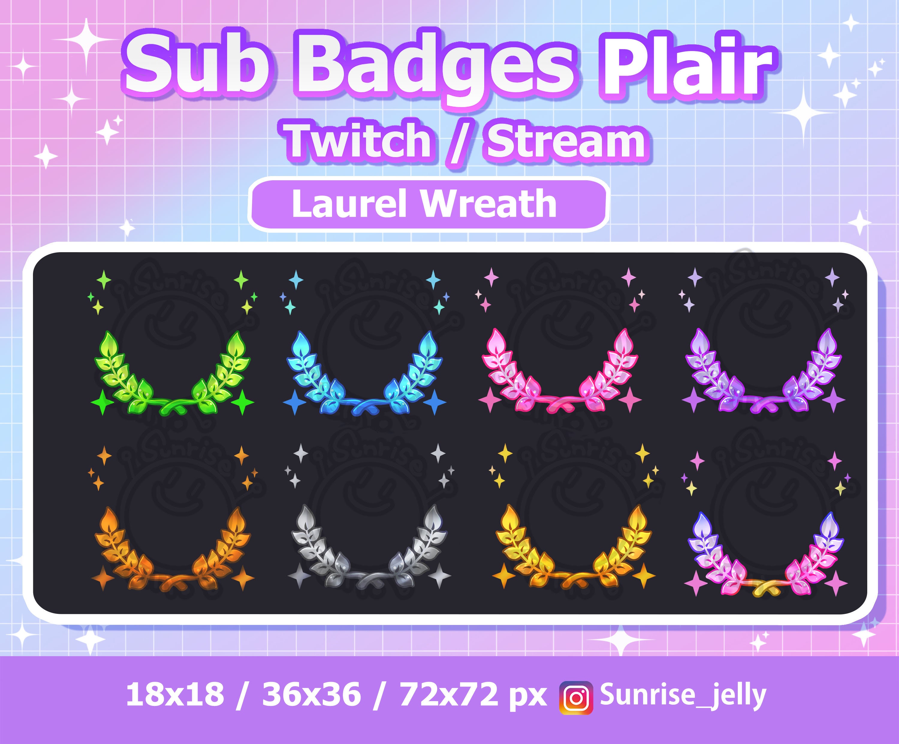 Twitch Sub Badge Flair Laurel Wreath Flair Collection / | Etsy