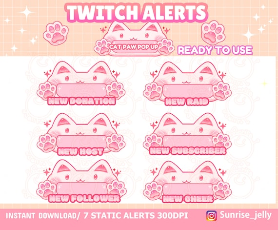 Twitch Static Alerts Cat Paw / New Follower / Subscriber / - Etsy