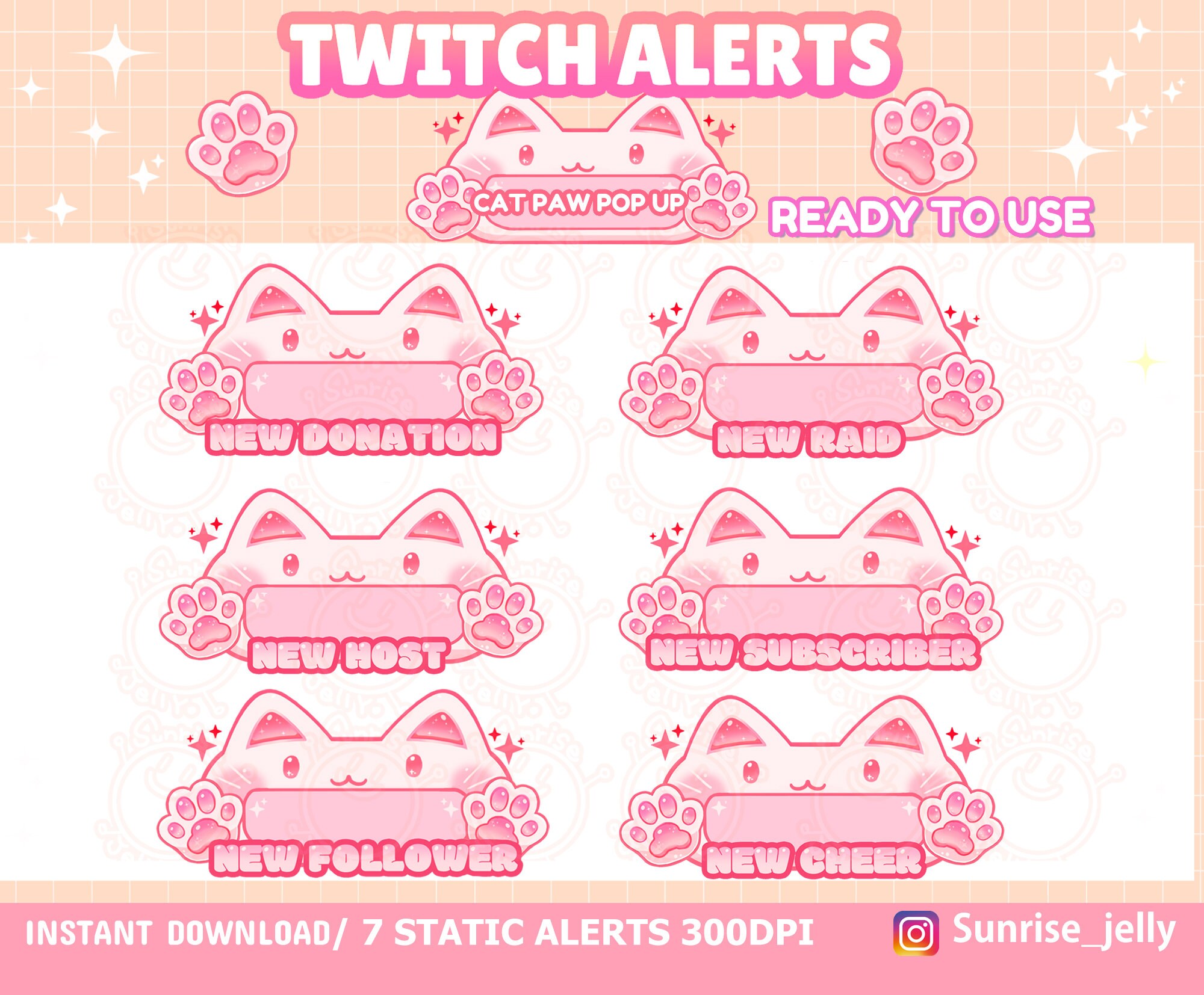 Twitch Static Alerts Cat paw / New Follower / Subscriber / | Etsy