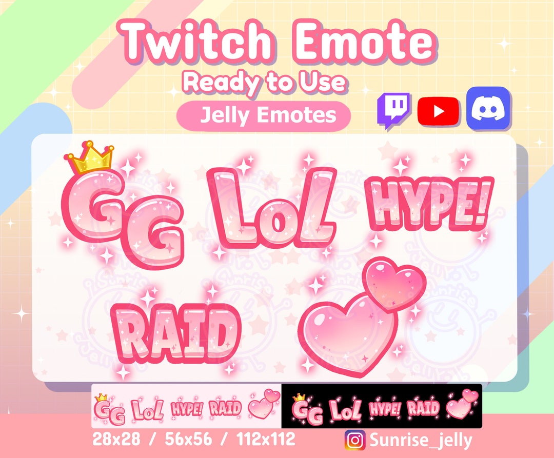 Twitch Emotes - Cute Jelly Collection / Badges / GG / LOL / HYPE ...
