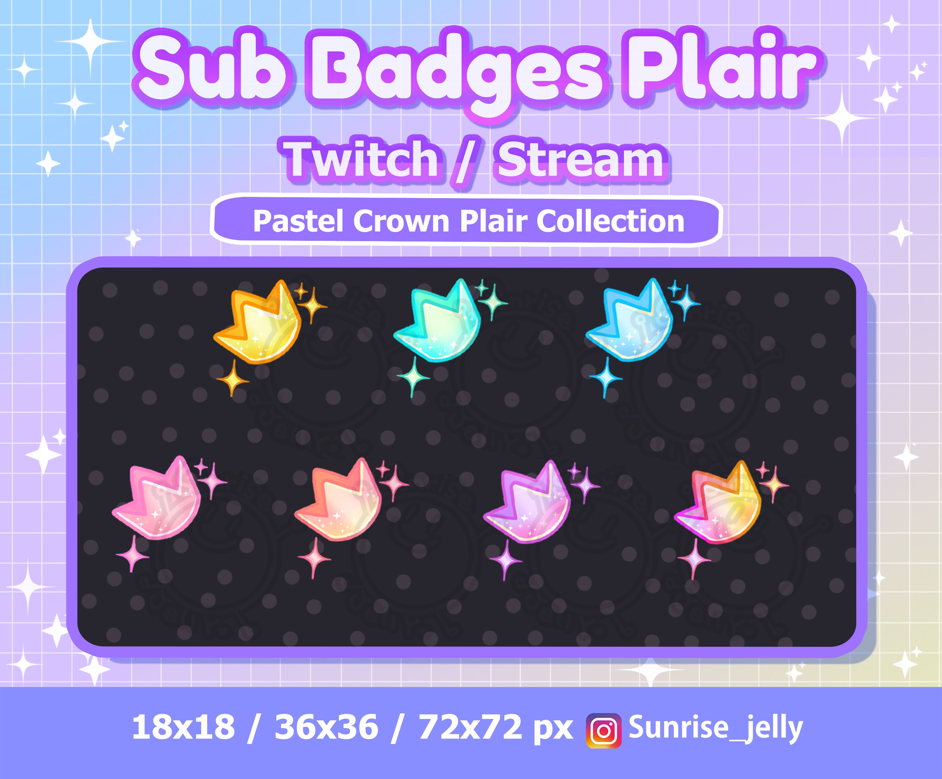 Twitch Sub Badge Flair Pastel Crown Flair Collection / | Etsy