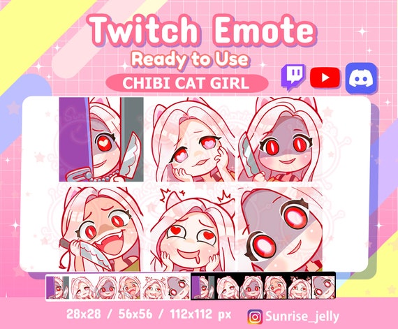 Twitch emotes / Pelo blanco Ojos rojos / Chibi Girl / Twitch | Etsy