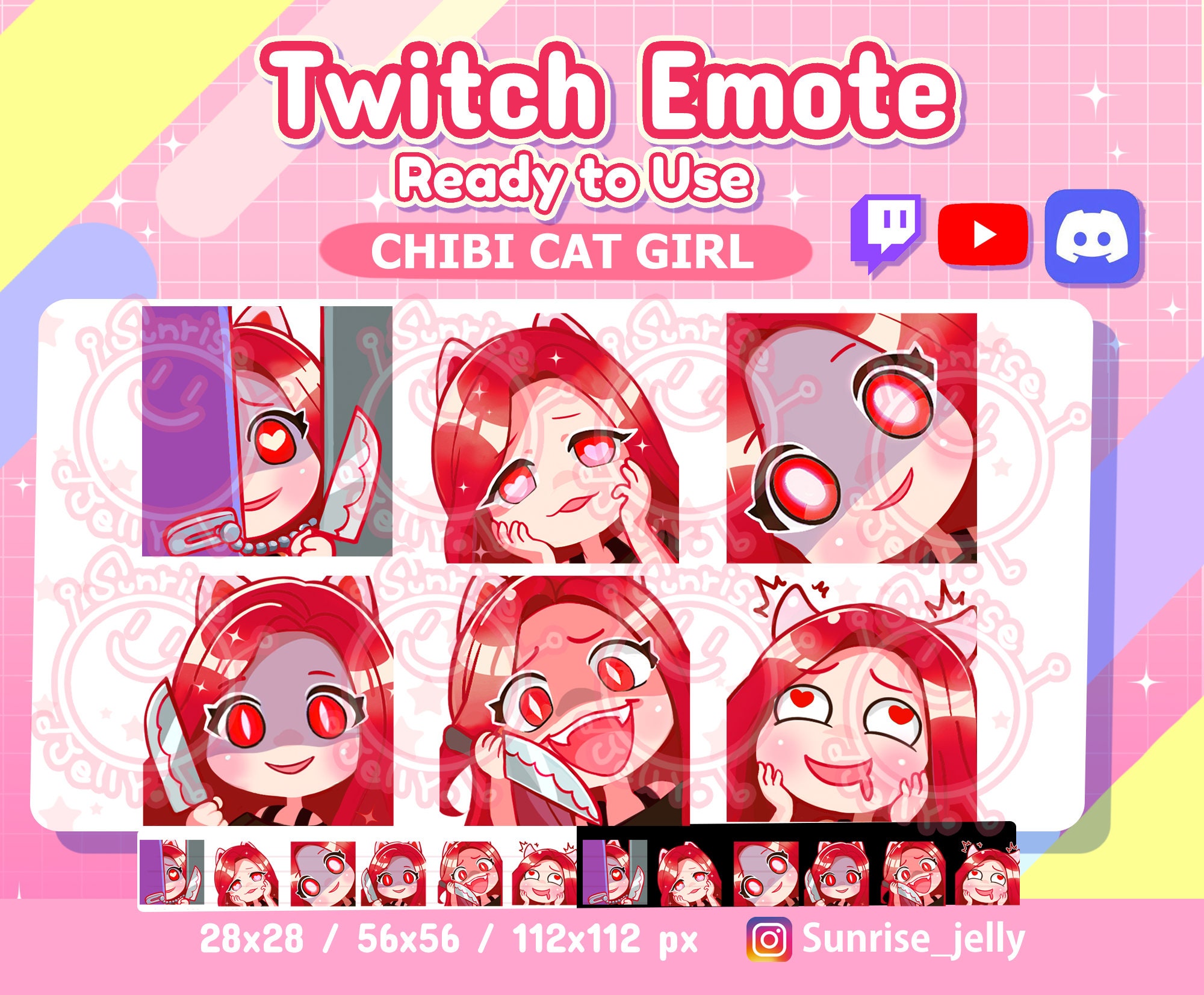Twitch Emotes / Red Hair Red Eyes / Chibi Girl / Twitch Emotes - Etsy ...