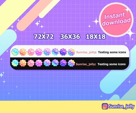 Pastel Cute sub badges youtube Badges /Star Candy Streamer Emote Kawaii ...