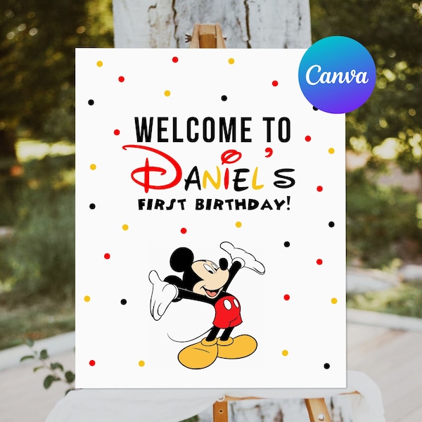 Mickey Mouse Birthday Welcome Signs - Etsy