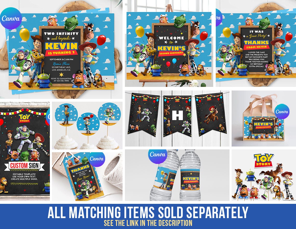 Toy Story First Birthday Milestone Board Woody Buzz Toy Kids Party ...