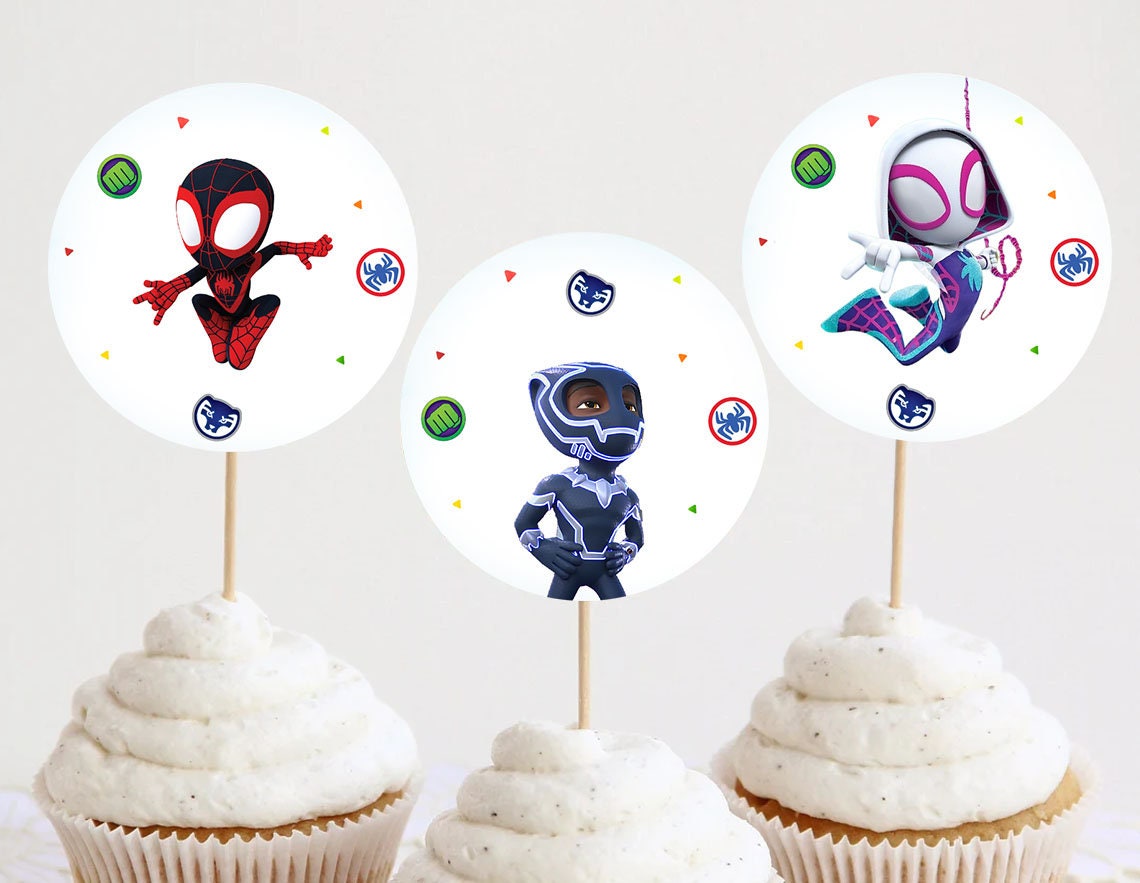 Spidey and His Amazing Friends Birthday Cupcake Toppers Decoration Boy ...