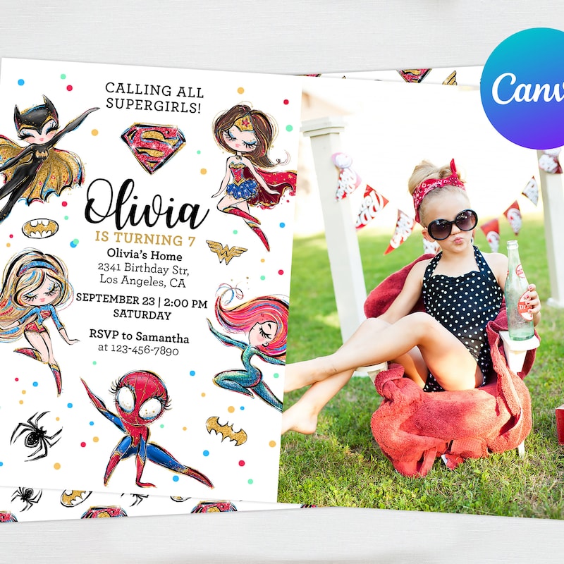 Superhero Birthday Invitation - Etsy