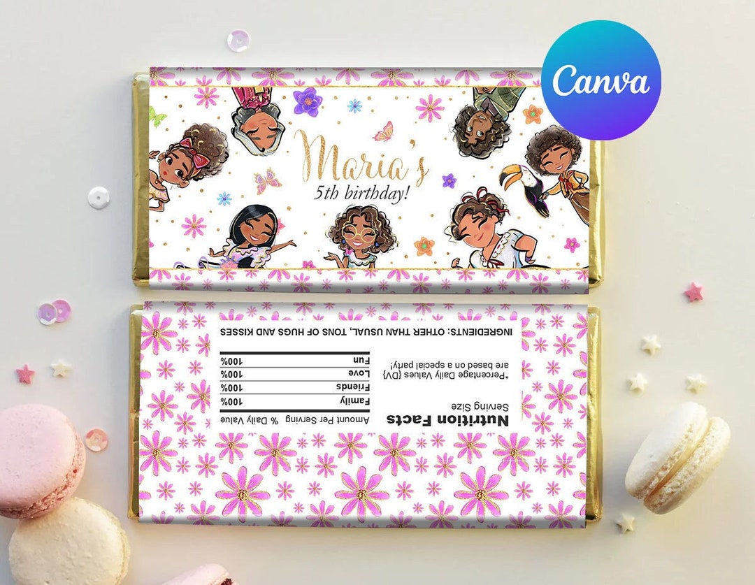 Encanto Birthday Chocolate Wrapper Girl Party Decoration Hershey Bar ...