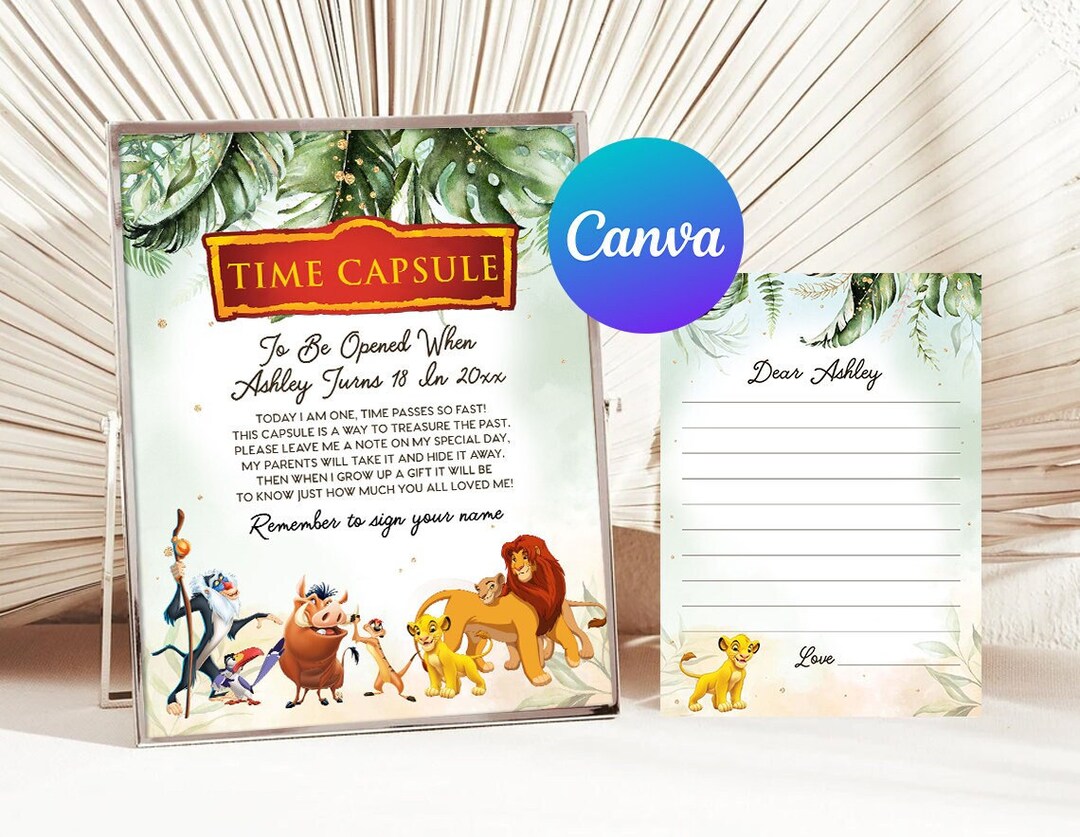 Lion King First Birthday Time Capsule Boy Hakuna Matata Simba Pumbaa ...