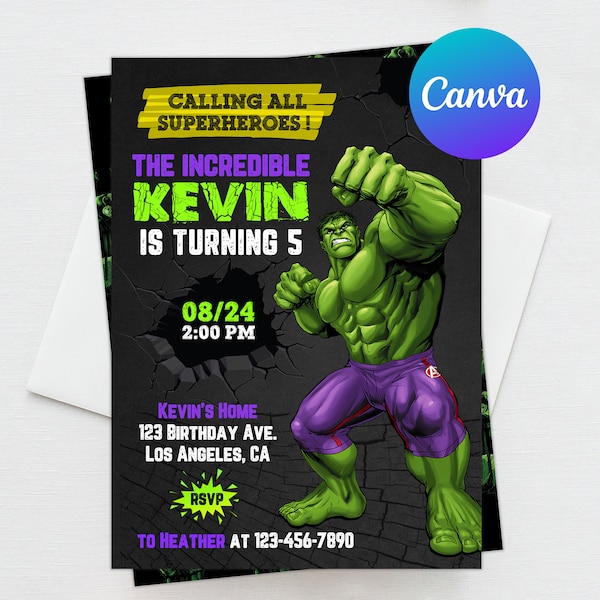 Hulk Invitations - Etsy