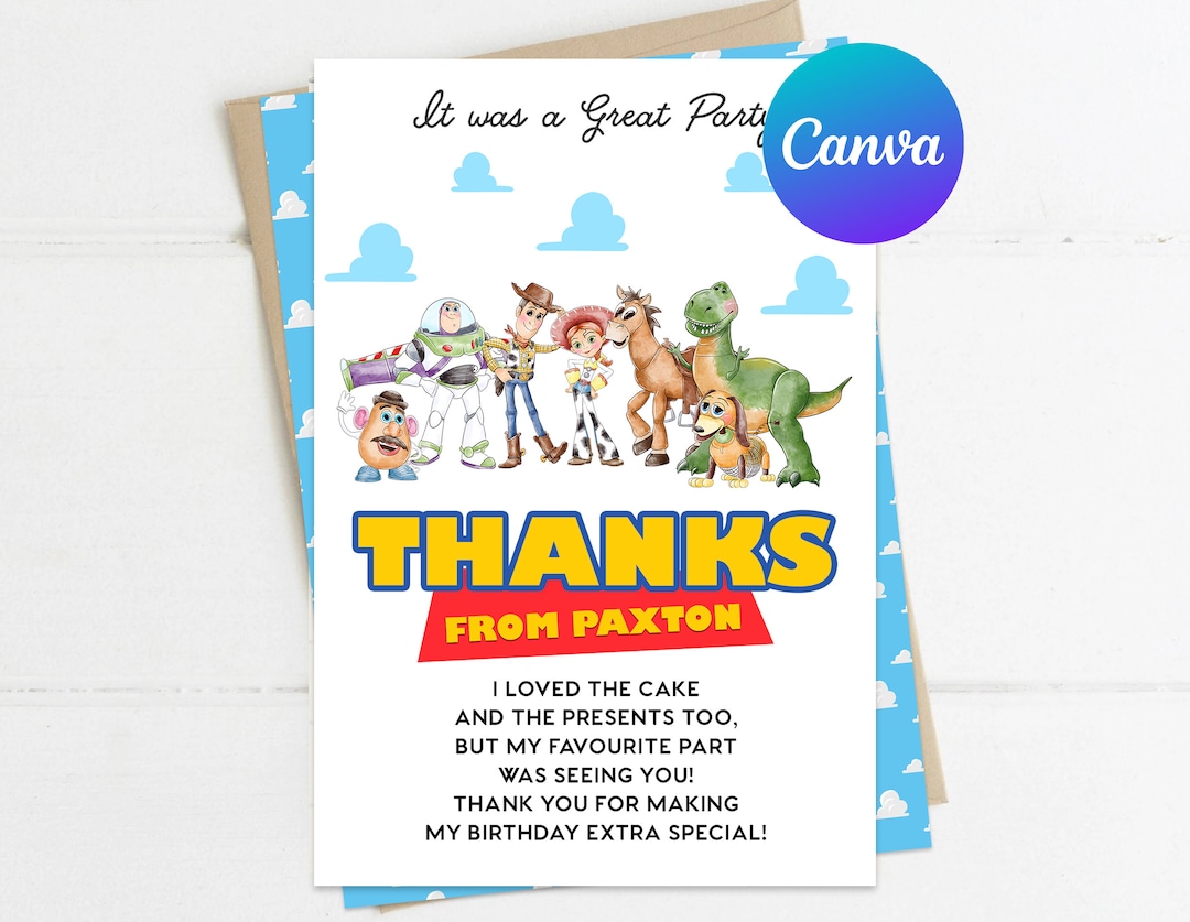 Two Infinity and Beyond Thank You Card Birthday Party Toy Story Woody ...