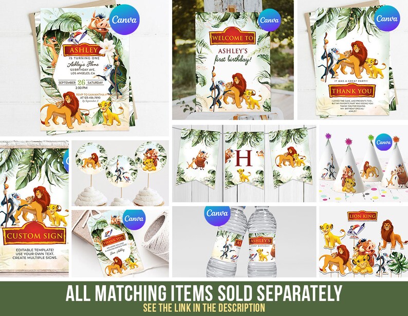 Lion King First Birthday Time Capsule Boy Hakuna Matata Simba Pumbaa ...