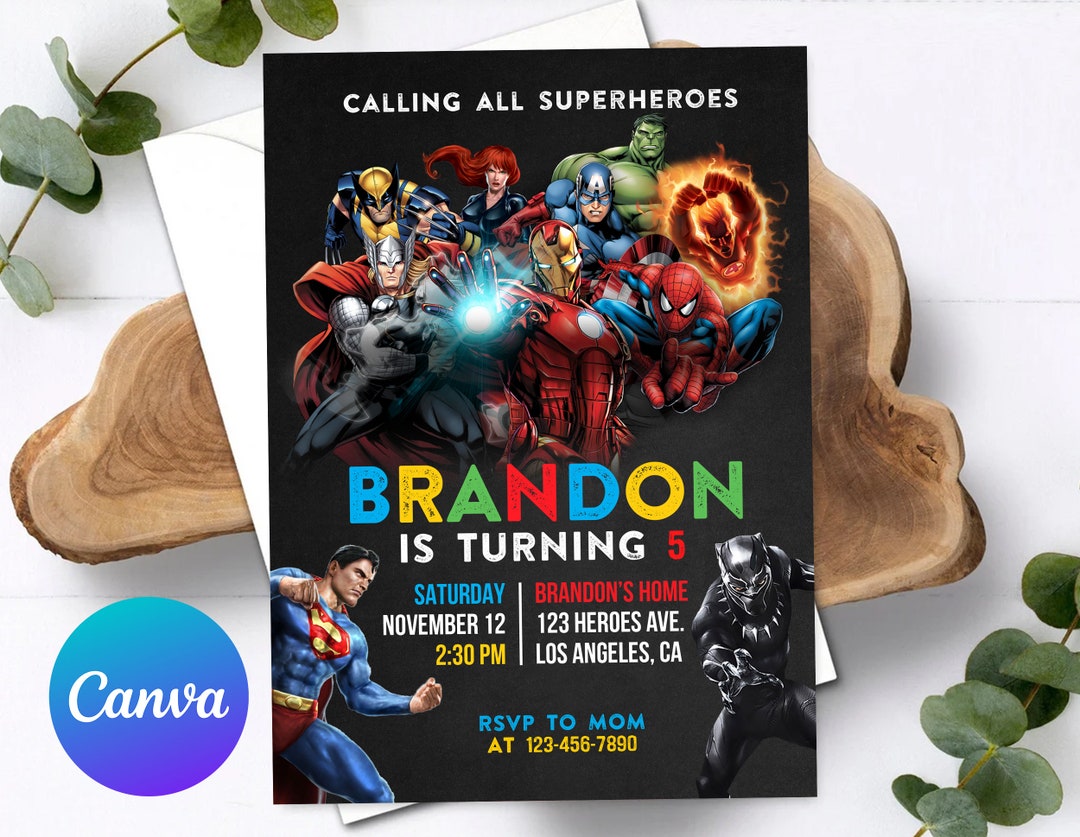 Avengers Birthday Invitation Boy Editable Template Calling All ...