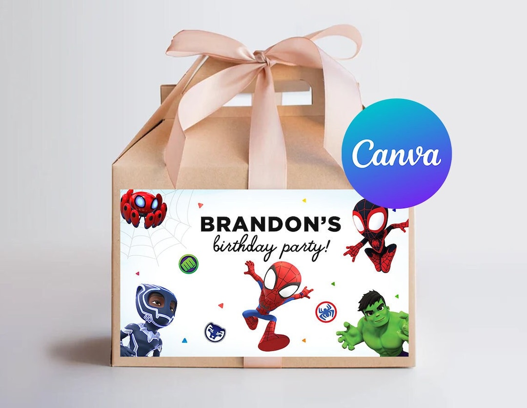 Spidey and His Amazing Friends Birthday Gable Box Label Boy Superhero ...