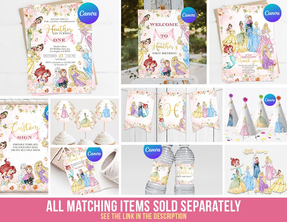 Princess First Birthday Photo Booth Decor Gold Royal Rose Photo Frame ...