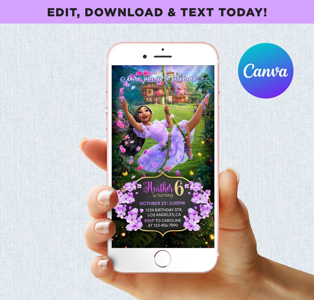 Encanto Birthday Invitation Digital Mobile Phone Text Girl Party ...