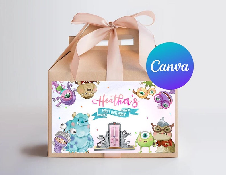 Monsters University First Birthday Gable Box Labels Our Little Monster ...