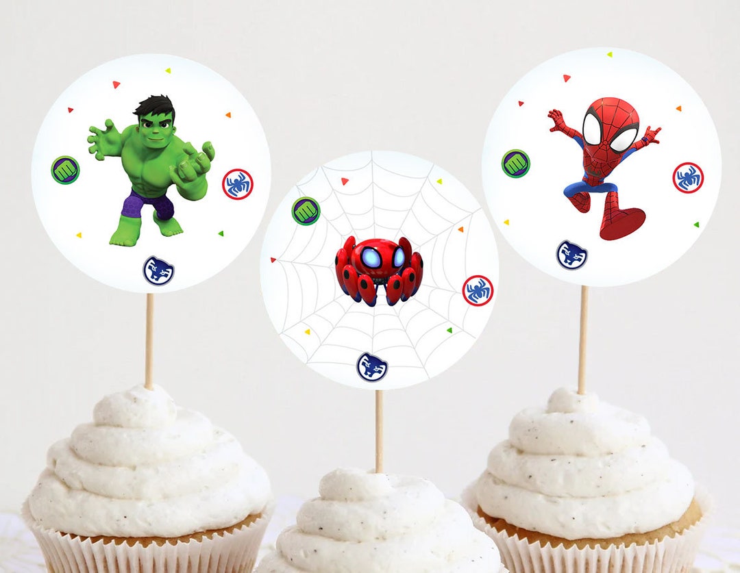 Spidey and His Amazing Friends Birthday Cupcake Toppers Decoration Boy ...