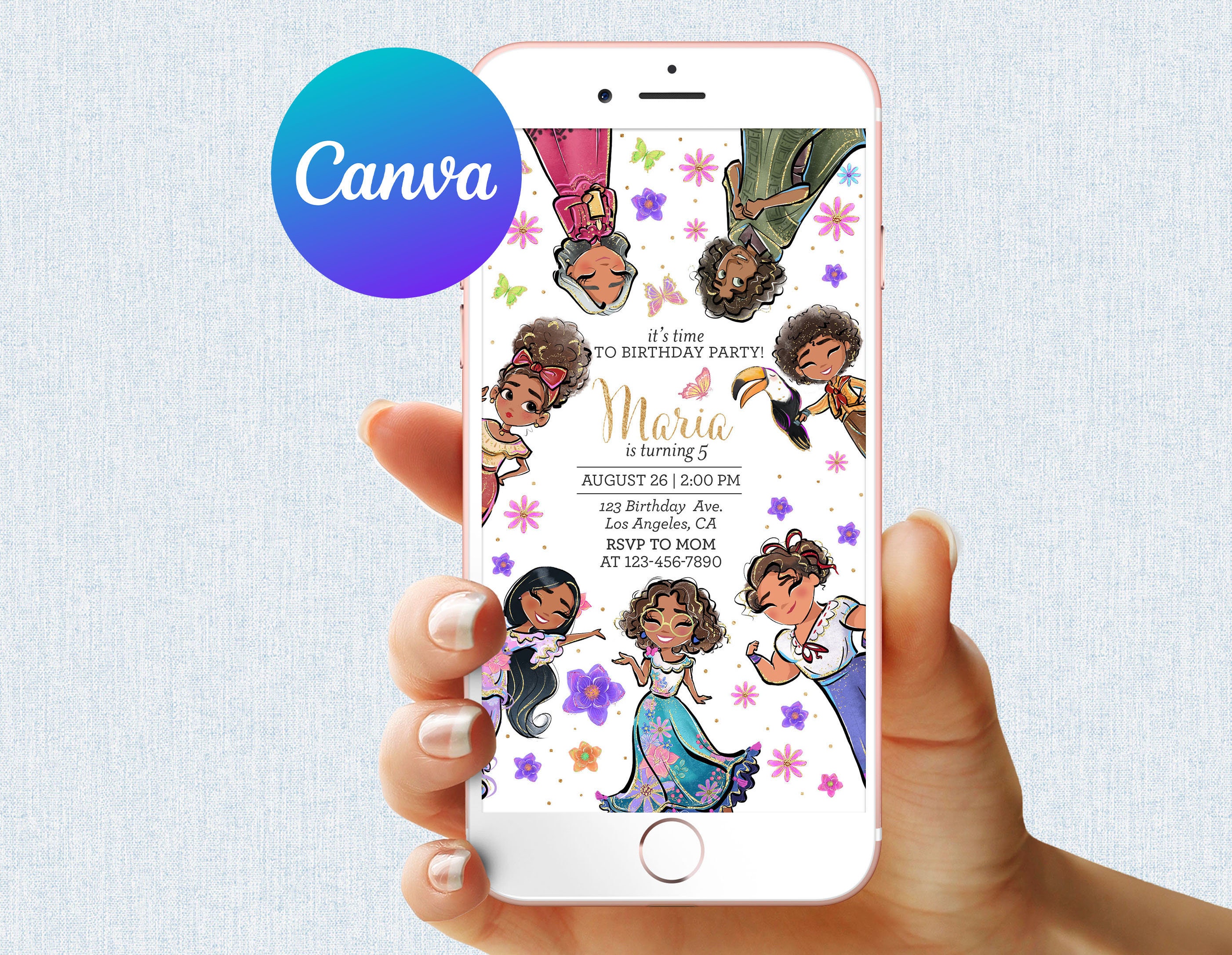 Encanto Birthday Invitation Digital Mobile Phone Text Girl Party ...