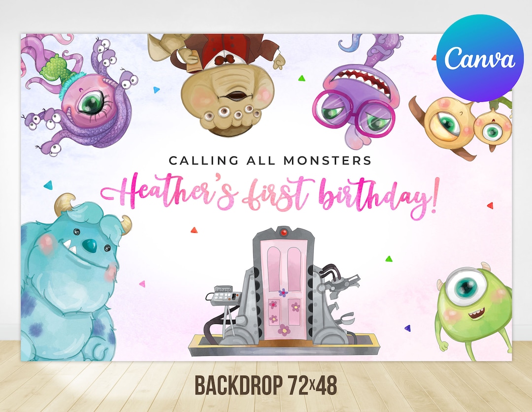 Monsters University First Birthday Backdrop Our Little Monster is ...