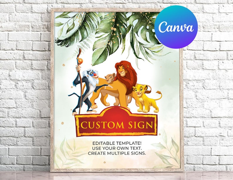 Lion King First Birthday Custom Sign Boy Hakuna Matata Simba Pumbaa ...